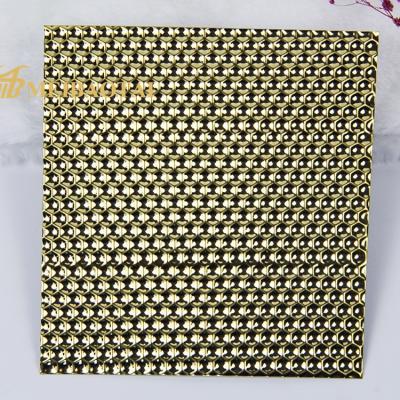 China 0.85mm Thickness Gold Honeycomb Pattern Wall Decorative Embossed Stainless Steel Sheet for sale