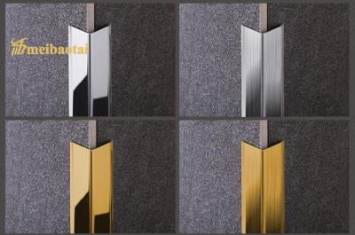 China 10FT L Shape Tile Trim Gold Silver Black Rose Gold Mirror Hairline Tile Edge Trim for sale