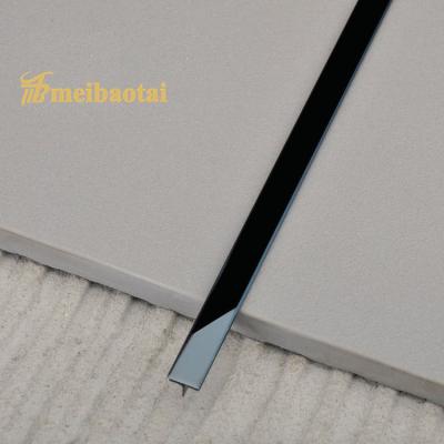 China 304 Stainless Steel Tile Trim with Black PVD Coating and 6mm T Profile for Decorative Edging for sale