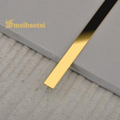 China Sustainable PVD Gold Mirror Stainless Steel Tile Trim 20mm SS T Trim for Decorative Wall Protection for sale
