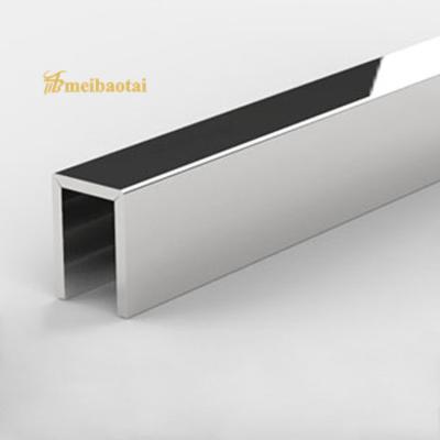 China 201 Stainless Steel Silver Mirror U Channel Trim 10FT Length for Door and Wall Decoration for sale
