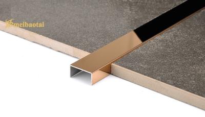 China 3048MM Length Mirror Tile Trim PVD Rose Gold Stainless Steel U Trim for sale