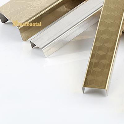 China U Slot Stainless Steel Tile Trim 201 304 color Embossed Finish Profiles for sale