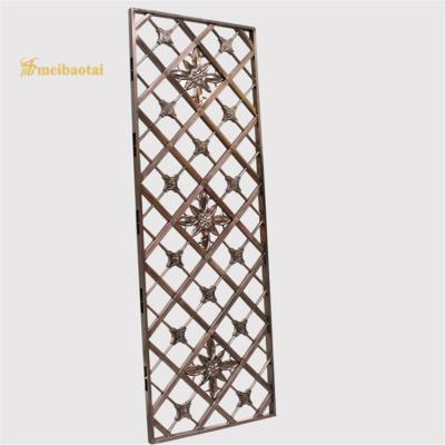 China Bronze Stainless Steel Room Checkered Shape Divider Hotel Decoration for sale