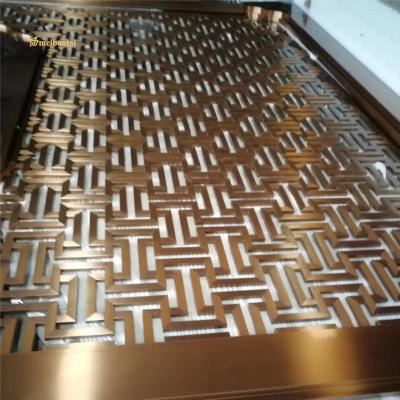 China Ss304 201 Gold Hairline Stainless Steel Room Divider Decoration Screen for sale