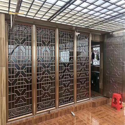 China Laser Cutting 8mm Thickness Hairline Finish Stainless Steel Room Divider Metal Partition for sale