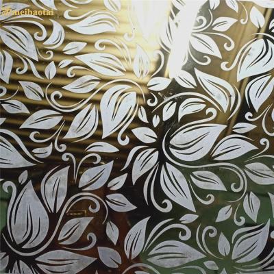 China 304 Grade Mirror Finish Etched Stainless Steel Sheet for Elevator Decoration for sale