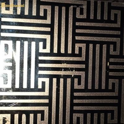 China Silver Mirror Etched Stainless Steel Sheet Elevator Cabin Decorative Plate 4 Feet for sale