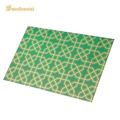 China EN Etched Stainless Steel Sheet Four Feet Green Black Plating Decorate Sheet for sale