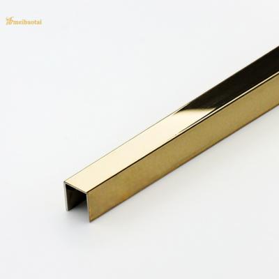 China Decorative U Slot Stainless Steel Tile Trim Color Mirror Finished Grade 201 for sale