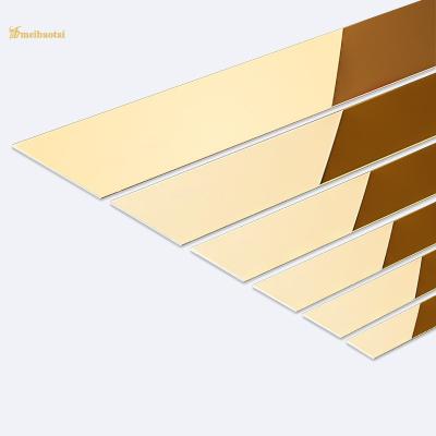 China 0.55mm Thickness SS304 Mirror Stainless Steel Tile Trim with Gold PVD Coating for Wall and Floor Edging for sale