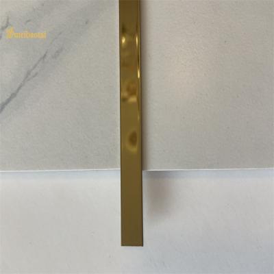 China Gold T Profile Wall Corner Stainless Steel Tile Trim 6mm for sale