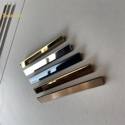 China 304 T Slot Stainless Steel Tile Trim Gold Mirror Finish Decorative Profiles for sale