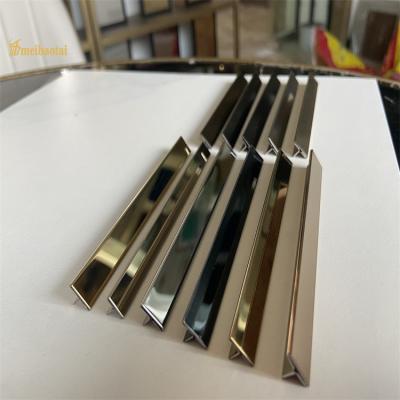 China AISI 304 Stainless Steel Tile Trim T Shape Mirror Hairline Finished for sale