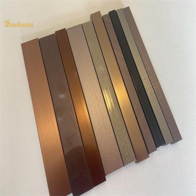 China Colorful Hairline Finished 304 Stainless Steel Tile Trim U6 U8 U12 Profile for Decorative Edging for sale