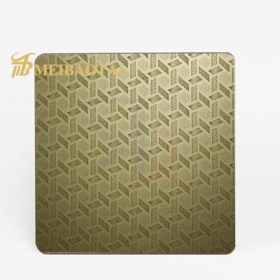 China Gold Silver Color 304 Stainless Steel Embossed Sheet 0.85mm Thickness for Wall Decorative Panels for sale