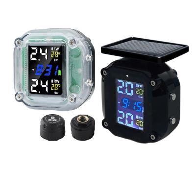 China Motorcycle TPMS 12V Universal Fit Tire Pressure Monitoring System Solar Powered Display External Sensors for sale
