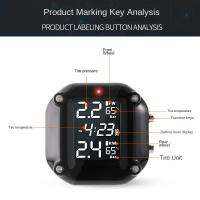 China Motorcycle TPMS 12V Universal Fit Tire Pressure Monitoring System Solar Powered Display External Sensors for sale
