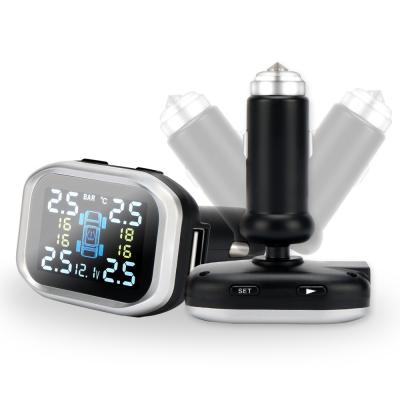 China New Wireless Four-Wheel Display TPMS Tire Pressure Monitor Detector with Solar Charging Sensor Universal Fitment 1 Year Warranty for sale