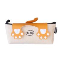 China Zippered Canvas Pencil Bag in Adorable Cartoon Cat Print for Personalized Stationery for sale