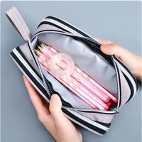 China Large Capacity School Pencil Case Customized Canvas Pencil Bag with Colorful Pattern for sale