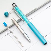 China Cute Crystal Pen Diamond Ballpoint Pens Stationery Ballpen 2 In 1 Crystal Stylus Pen for sale
