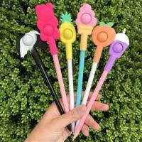 China 2021 Popping Silicone Rainbow Pen Push Bubble Fidget Toys with Heat Sensitive Ink for sale