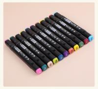 China Dual Tip Permanent Fabric Brush Colored Acrylic Art Paint Marker Pens 12 24 30 36 48 for sale
