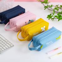 China Canvas Geometric Pencil Bag Case for School Supplies Custom Print Cute Pencil Box Pouch for sale