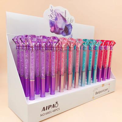 China 240M Writing Length Ballpoint Pen in PDQ CDU Display Case Box Custom Color Diamond Pen for sale