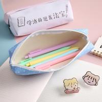 China Canvas Pencil Case with PVC Lining Material and Cartoon Printing Zipper Pencil Pouch Bag for sale