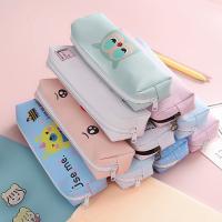 China Canvas Pencil Case with PVC Lining Material and Cartoon Printing Zipper Pencil Pouch Bag for sale