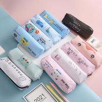 China Canvas Pencil Case with PVC Lining Material and Cartoon Printing Zipper Pencil Pouch Bag for sale