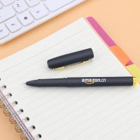 China Custom Logo Imprint Black Rubber Coated Plastic Gel Ink Pens for Stationery Promotion for sale
