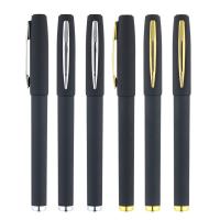 China Custom Logo Imprint Black Rubber Coated Plastic Gel Ink Pens for Stationery Promotion for sale