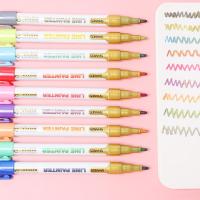 China Double line outline pen 9 colors marker highlighter color marker fluorescence pen for sale