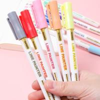 China Double line outline pen 9 colors marker highlighter color marker fluorescence pen for sale