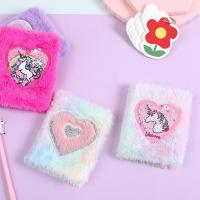 China Soft Cover 2022 Craft Cartoon Animal Plush Unicorn Fluffy Notebook for Girls 4 Colors for sale
