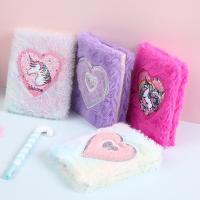 China Soft Cover 2022 Craft Cartoon Animal Plush Unicorn Fluffy Notebook for Girls 4 Colors for sale