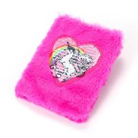 China Soft Cover 2022 Craft Cartoon Animal Plush Unicorn Fluffy Notebook for Girls 4 Colors for sale