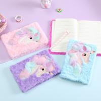 China Girls' School Unicorn Plush Notebook Lovely Fluffy Unicorn Design 4 Colors Customized for sale