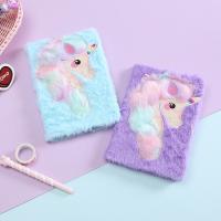 China Girls' School Unicorn Plush Notebook Lovely Fluffy Unicorn Design 4 Colors Customized for sale
