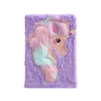 China Girls' School Unicorn Plush Notebook Lovely Fluffy Unicorn Design 4 Colors Customized for sale