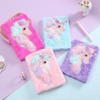 China Girls' School Unicorn Plush Notebook Lovely Fluffy Unicorn Design 4 Colors Customized for sale