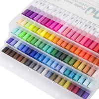 China 12/24/36/48/60/80/100 Colors Fineliners Water Color Art Markers Pen Dual Tip Brush Set for sale