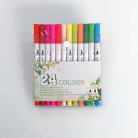 China 12/24/36/48/60/80/100 Colors Fineliners Water Color Art Markers Pen Dual Tip Brush Set for sale