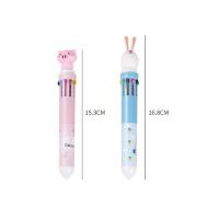 China Office School Red Ink 6 Color Ballpoint Pen Cartoon Design Creative Hand Account Pen for sale