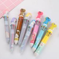 China Office School Red Ink 6 Color Ballpoint Pen Cartoon Design Creative Hand Account Pen for sale