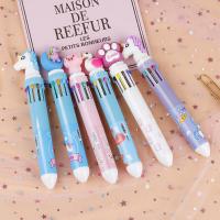 China Office School Red Ink 6 Color Ballpoint Pen Cartoon Design Creative Hand Account Pen for sale