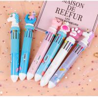 China Office School Red Ink 6 Color Ballpoint Pen Cartoon Design Creative Hand Account Pen for sale